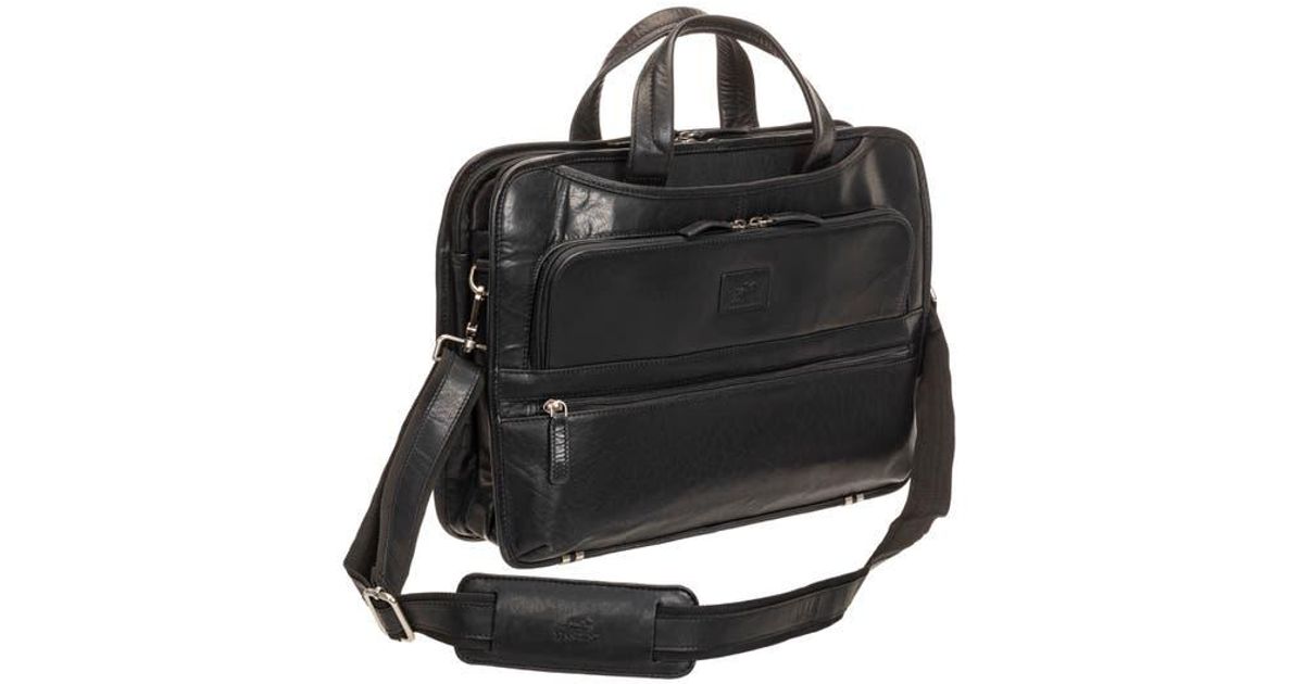 Mancini Triple Compartment Leather Briefcase in Black for Men | Lyst