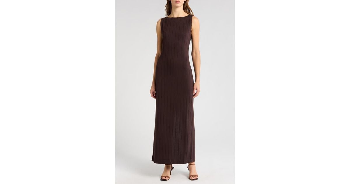 Rag & Bone Marie Wide Rib Tank Maxi Dress in Brown | Lyst