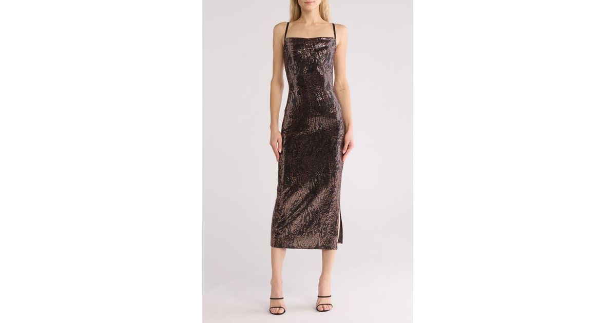 Bebe Zebra Stripe Sequin Cocktail Dress in Purple | Lyst