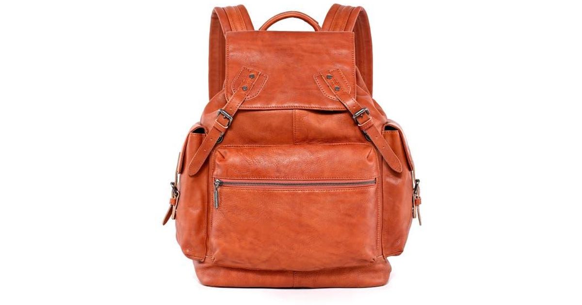 Old Trend Bryan Leather Backpack in Orange | Lyst