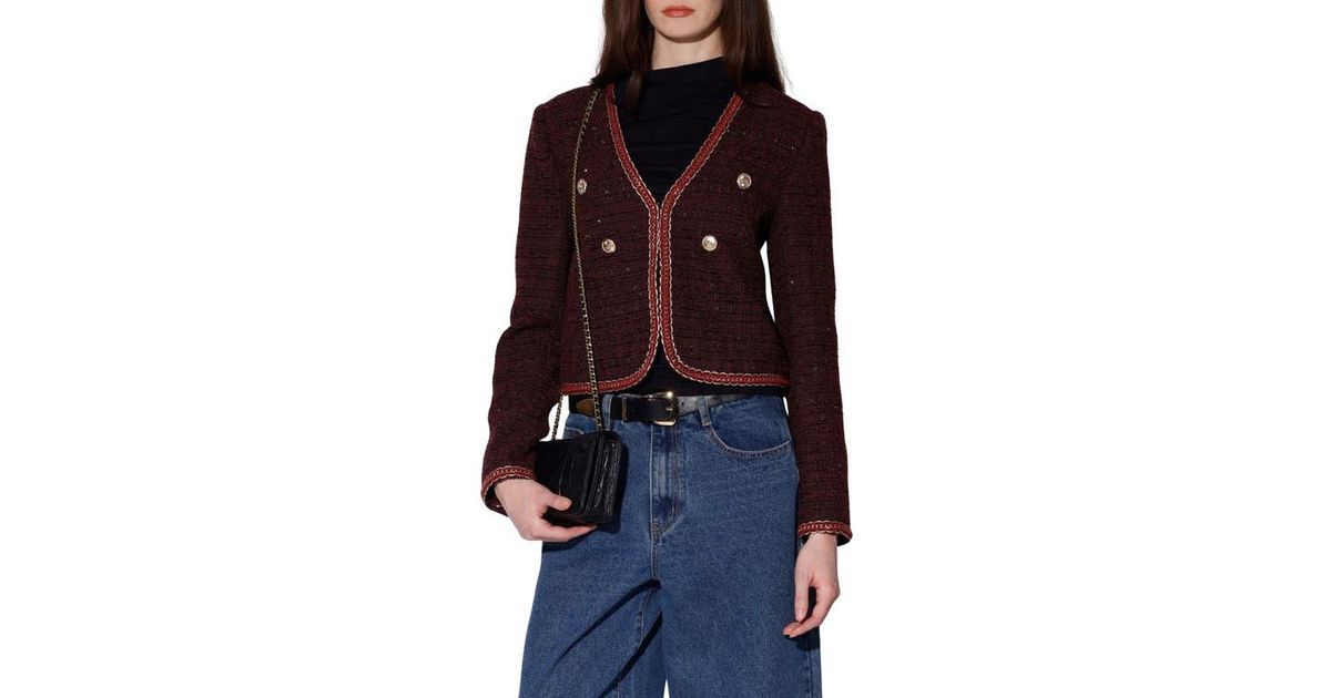 Walter Baker Elodie Tweed Jacket in Red | Lyst
