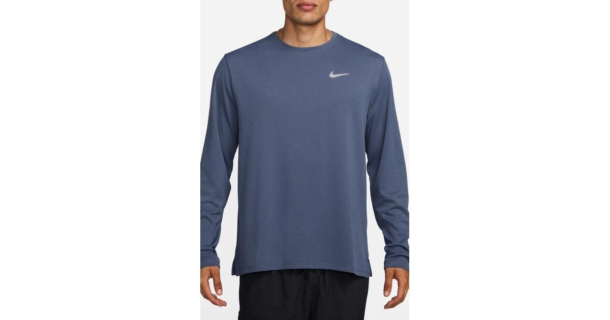 Nike Dri-Fit Uv Long-Sleeve Running Top in Blue for Men | Lyst
