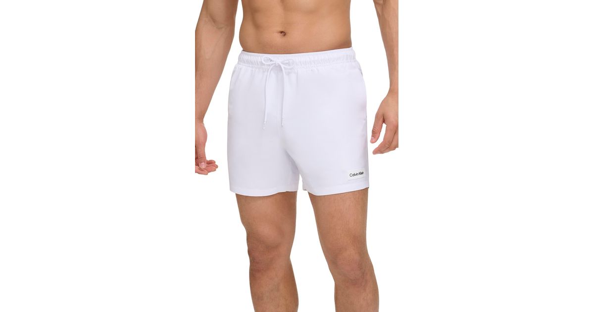 Calvin Klein Modern Euro Upf 40 Swim Trunks In White For Men Lyst