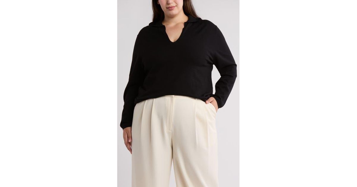 Max Studio Johnny Collar Sweater in Black | Lyst