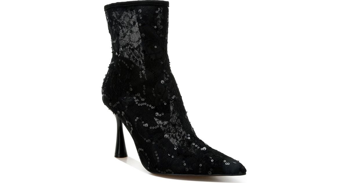 Rag & Co Samia Sequin Lace Boot in Black | Lyst
