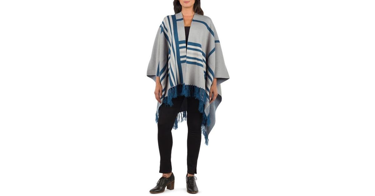 Patricia Nash Stripe Tassel Trim Shawl in Blue | Lyst