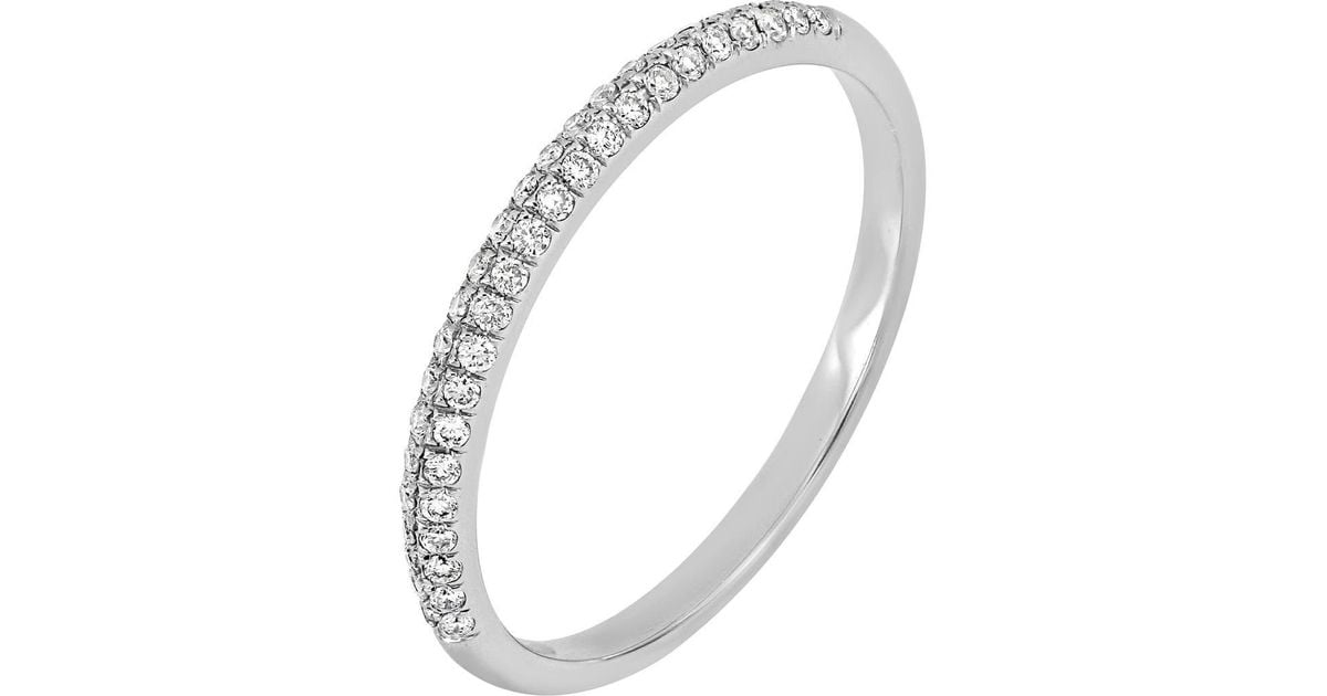 Bony Levy Bardot Pave Diamond Thin Stackable Band Ring in Metallic | Lyst