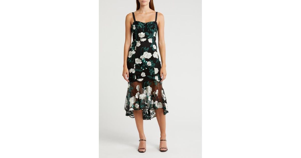 Sam Edelman Embroidered Floral Mesh Midi Dress | Lyst