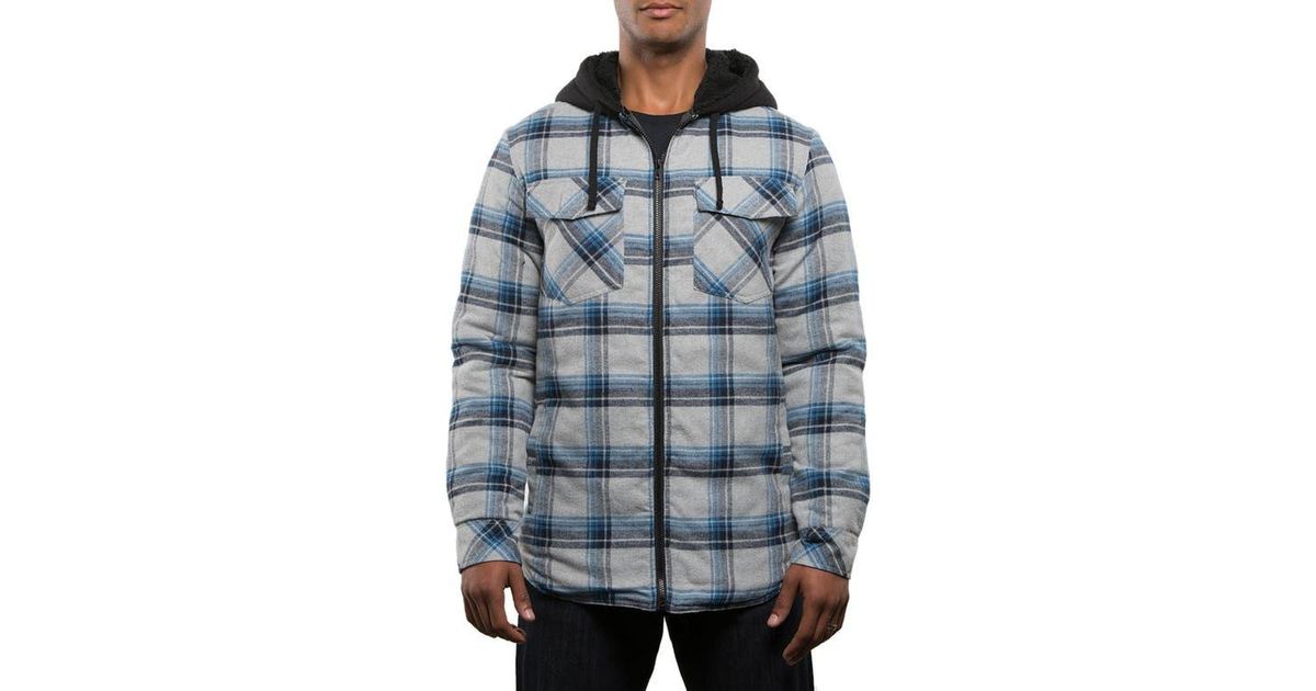 Burnside Redwood Flannel Hooded Jacket in Blue for Men | Lyst