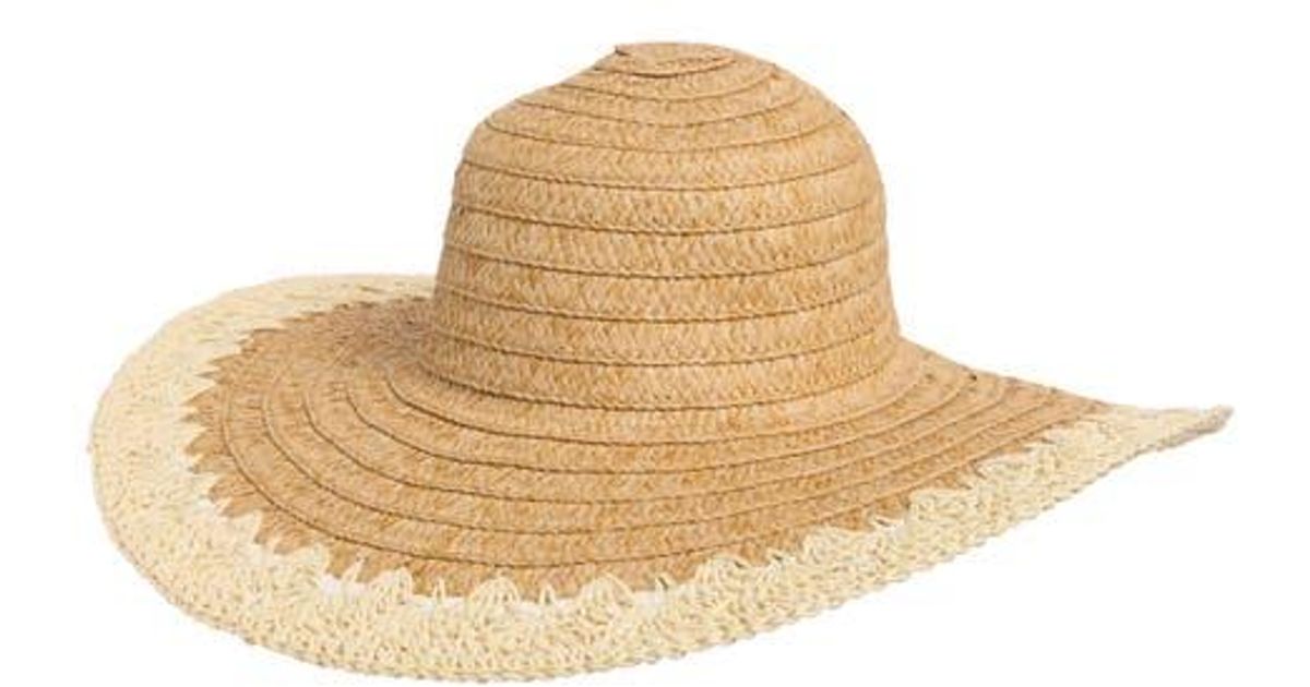 Steve Madden Janey Crochet Trim Floppy Hat in Natural | Lyst