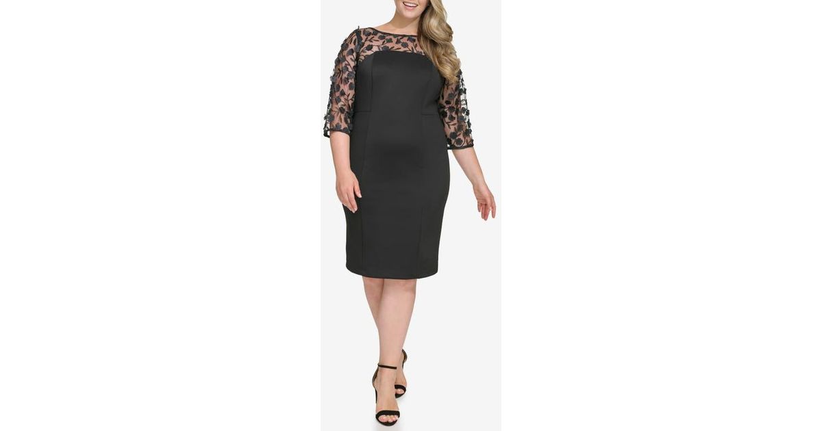 Eliza J Mixed Media Cocktail Dress in Black | Lyst