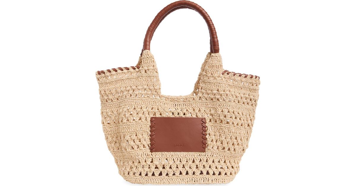 BCBGMAXAZRIA Woven Raffia Tote Bag in Brown | Lyst