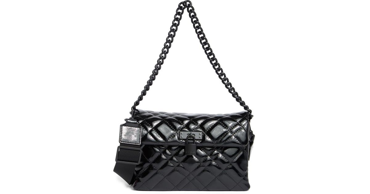 Kurt Geiger Brixton Lock Drench Leather Bag in Black | Lyst