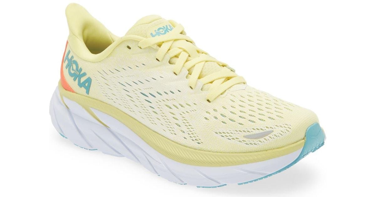 Hoka One One Clifton 8 Running Shoe in Yellow | Lyst