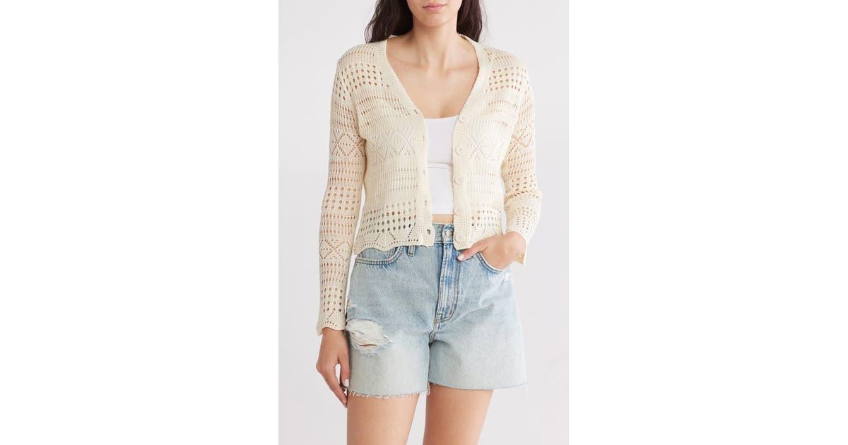 Forgotten Grace Open Stitch Cardigan in Blue | Lyst