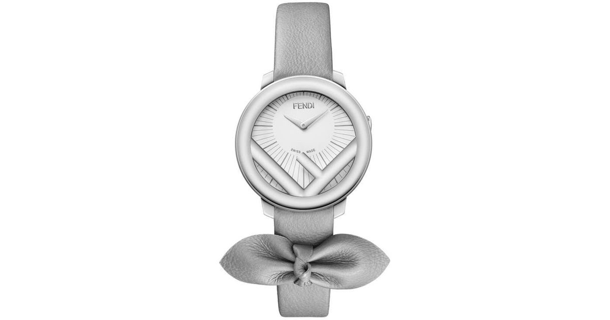 Fendi Run Away Bow Leather Strap Watch, 28Mm in Gray | Lyst