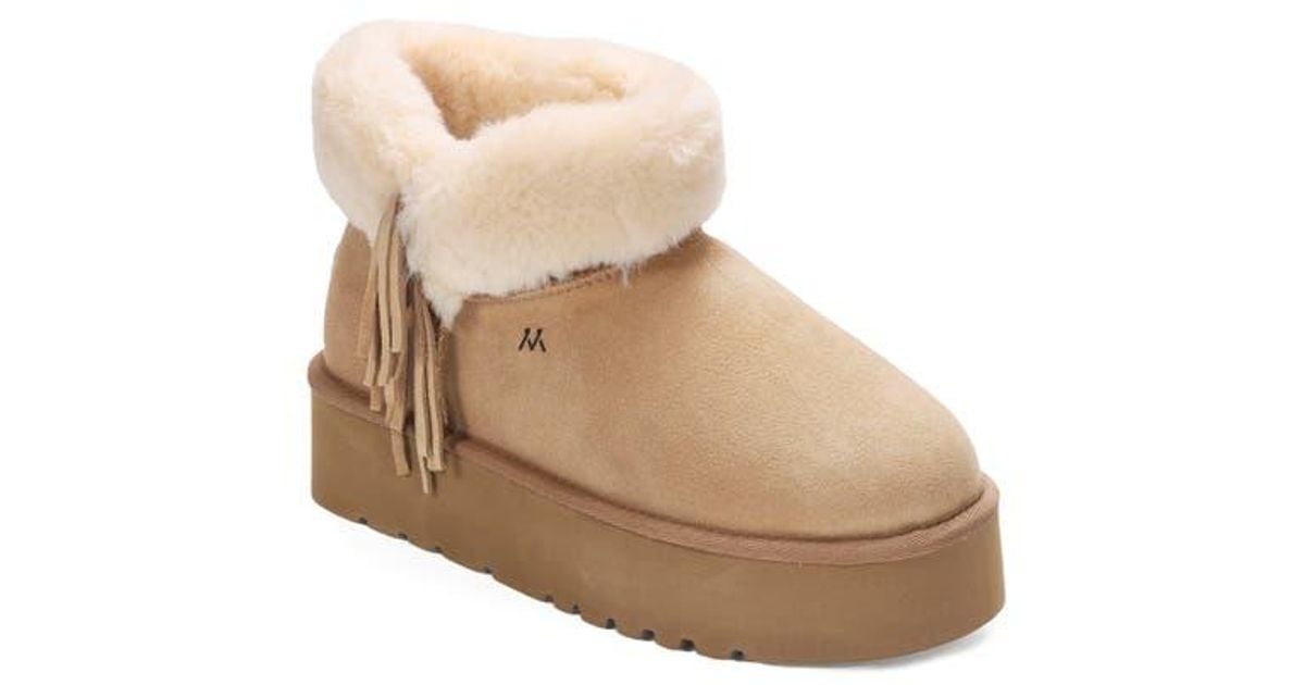 Mykos Suede & Faux Fur Trim Boot in Natural | Lyst