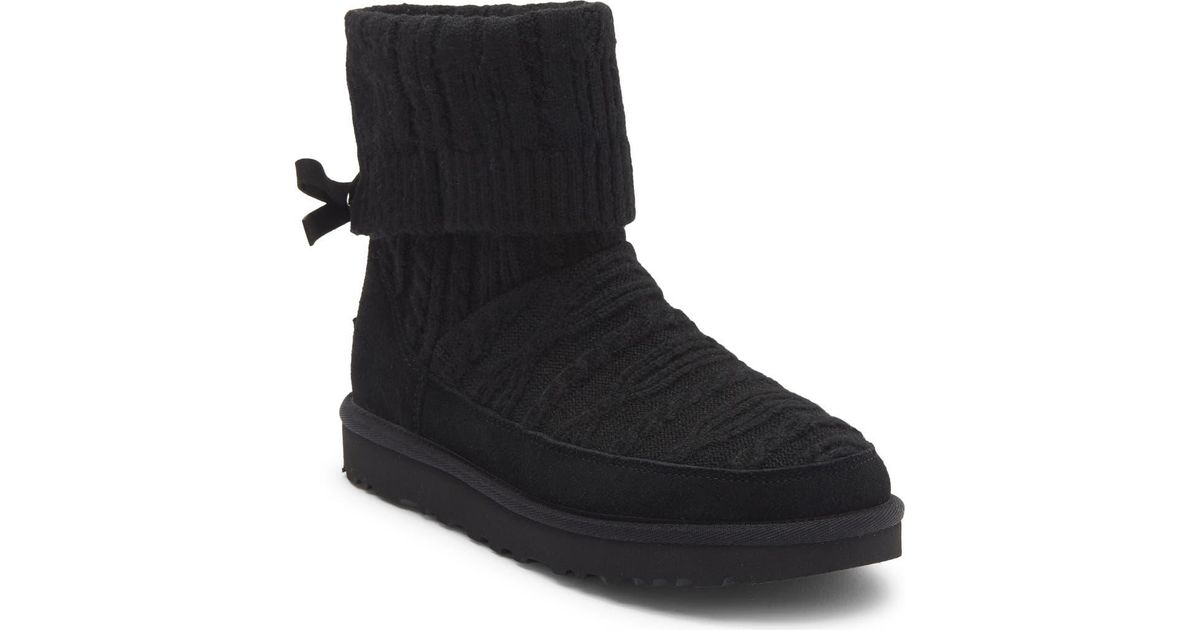 UGG Classic Mini Cable Knit Bootie in Black | Lyst