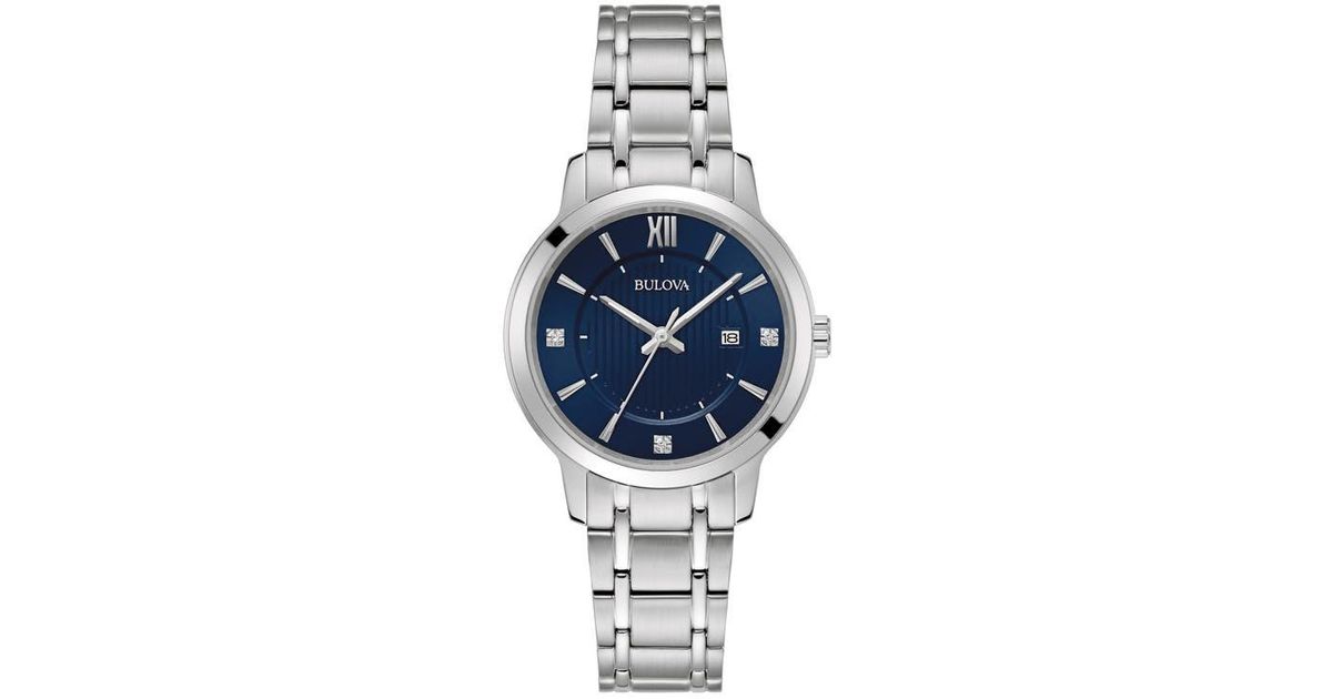 Bulova Diamond Embellished Quartz Bracelet Watch, 32Mm in Blue | Lyst