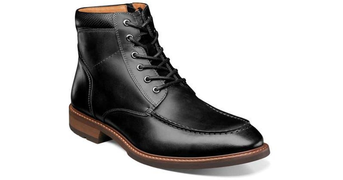 Florsheim Chalet Leather Moc Toe Side Zip Boot in Black for Men | Lyst