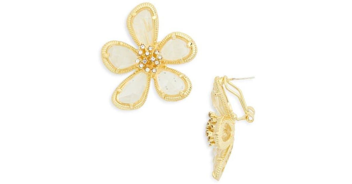 Tasha Glass Flower Stud Earrings in Metallic | Lyst