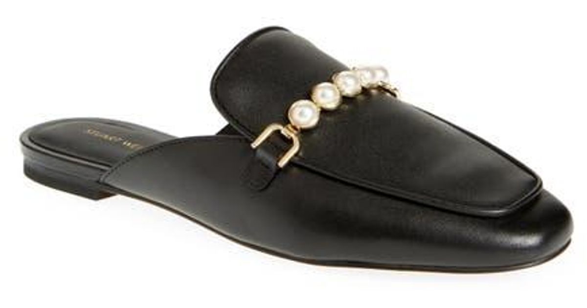 Stuart Weitzman Perla Imitation Pearl Mule in Black | Lyst