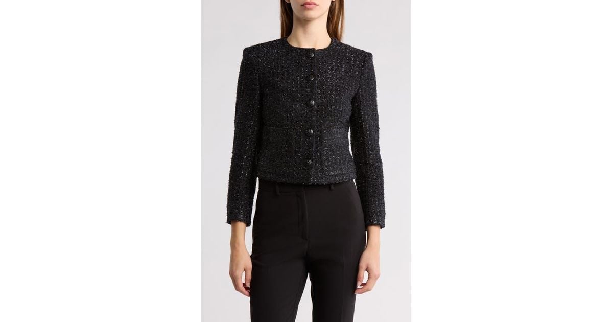 Veronica Beard Nathan Shimmer Tweed Jacket in Black | Lyst