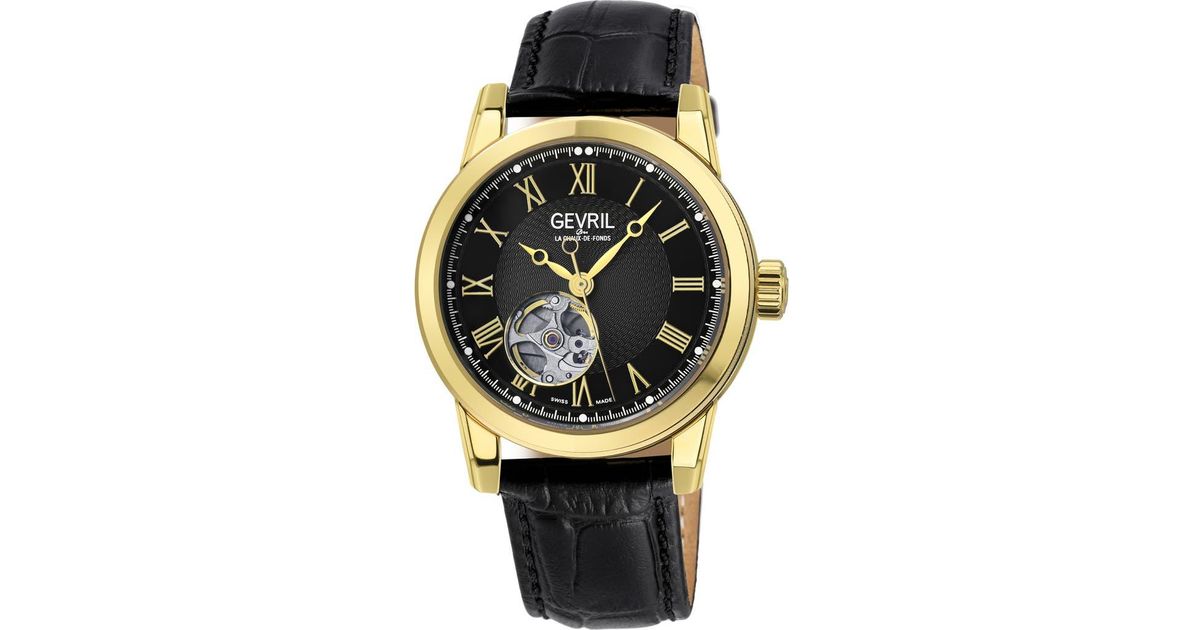 Gevril Madison Leather Strap Watch, 39Mm in Metallic for Men | Lyst