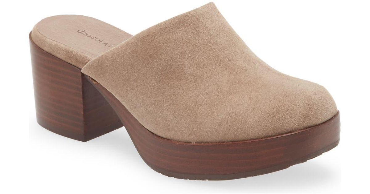 Chocolat Blu Suede Platform Clog Mules in Brown | Lyst
