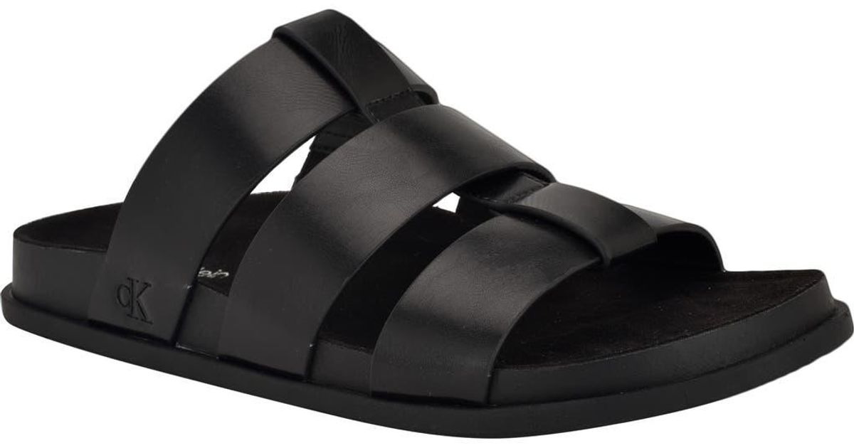 Calvin Klein Tempes Slide Sandal in Black for Men | Lyst