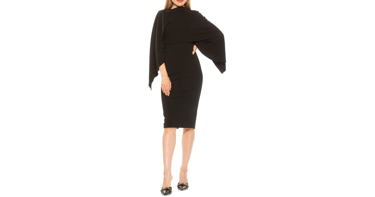 Alexia Admor Vida Cape Sleeve Sheath Dress in Black | Lyst