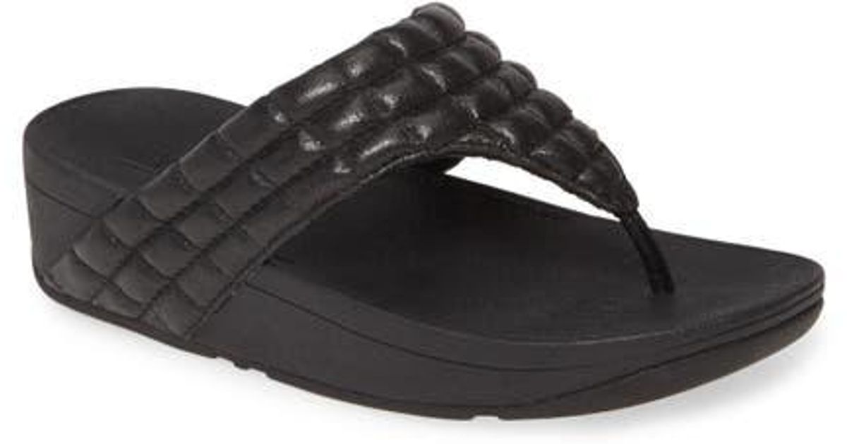 Fitflop Lulu Padded Shimmy Suede Flip Flop in Black | Lyst