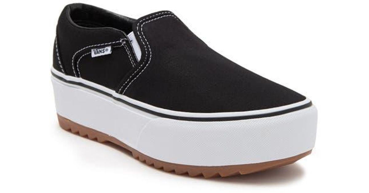 Vans Asher Slip-On Platform Sneaker in White | Lyst