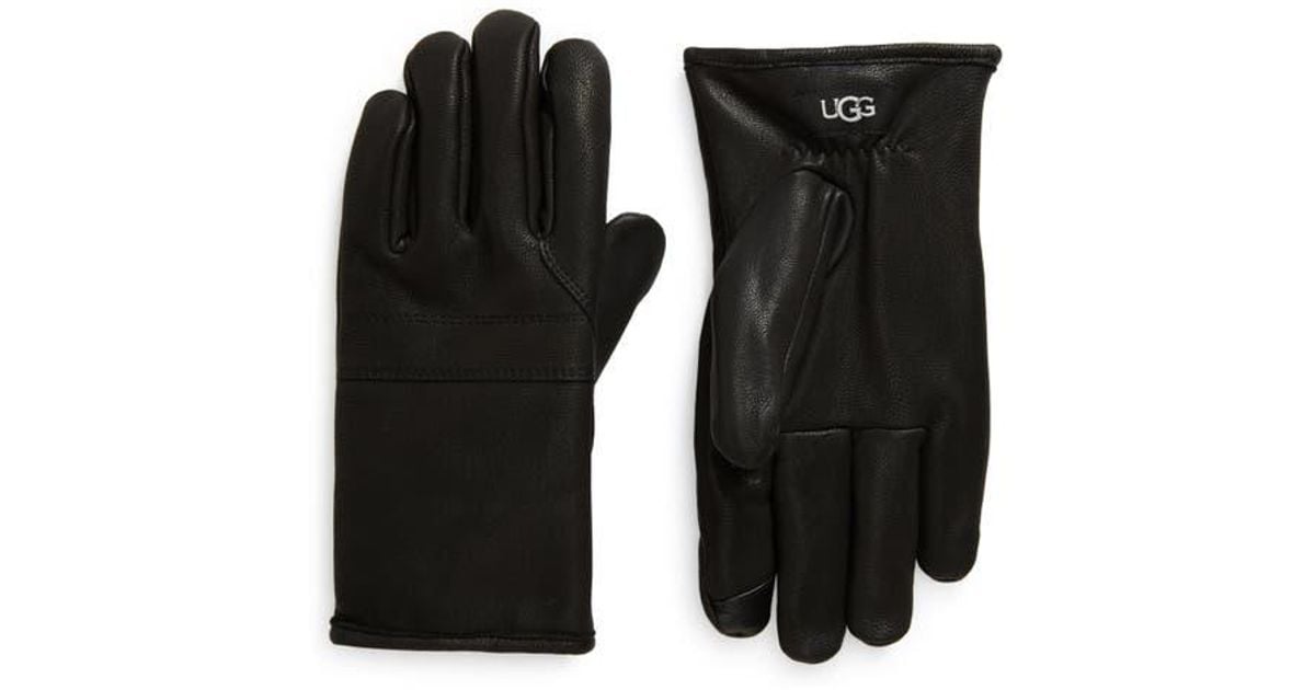 UGG Leather Faux Fur Lined Tech Glove in Black for Men | Lyst