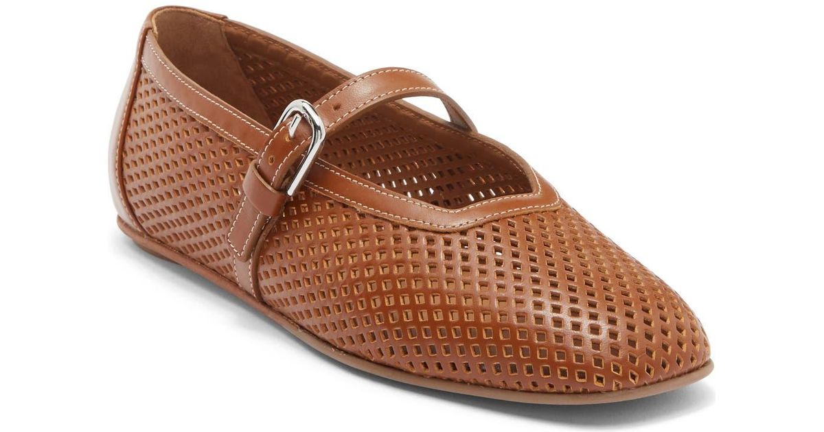 Labucq Lido Laser-Cut Mary Jane Flat in Brown | Lyst