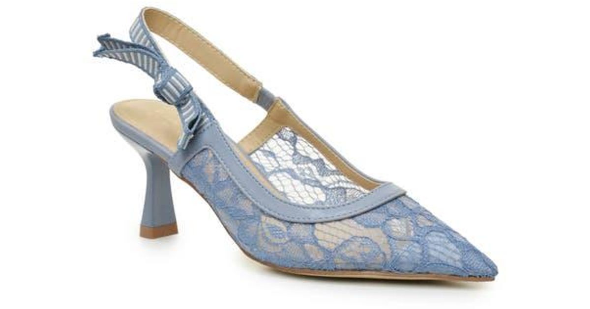 Nicole Miller Illusion Lace Slingback Pump in Blue | Lyst