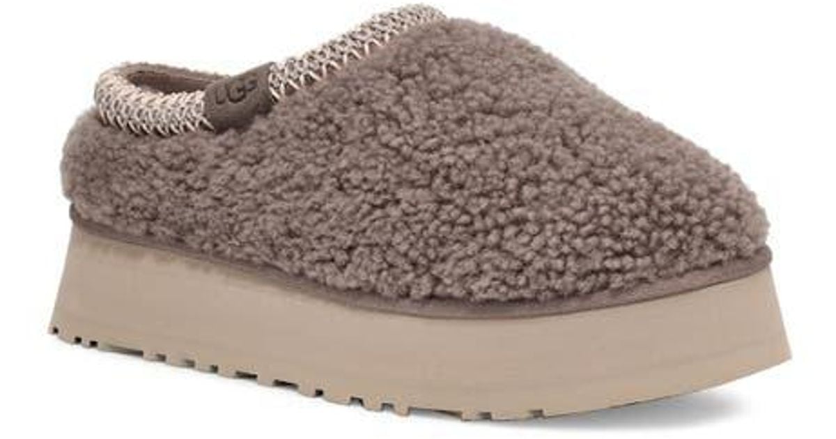 UGG Tazz Maxi Curly Genuine Shearling Platform Slipper in Gray | Lyst