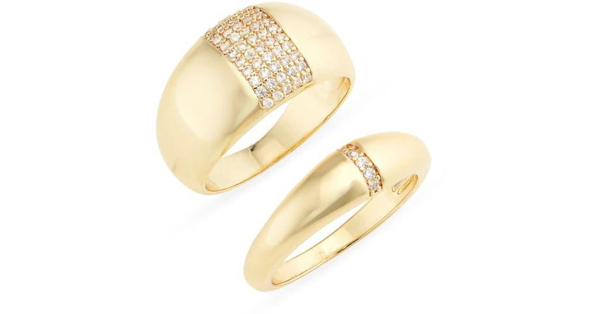 Nordstrom Rack Demi Fine Set Of 2 Cubic Zirconia Rings in Metallic | Lyst