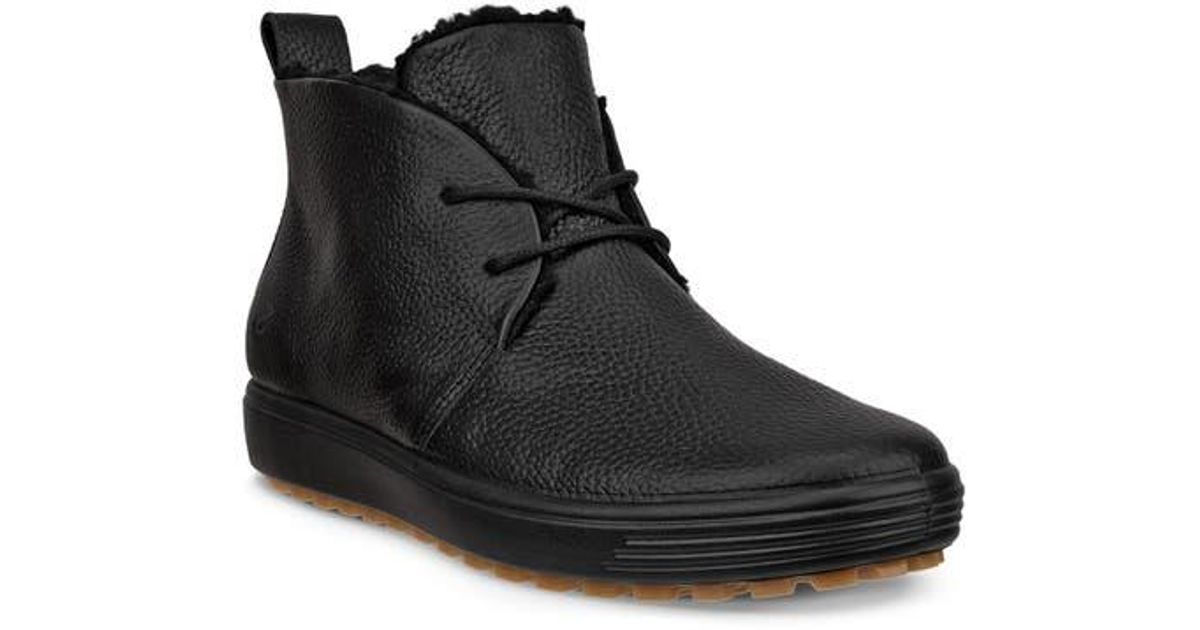 Ecco Soft 7 Tred Faux Shearling Ankle Boot in Black | Lyst
