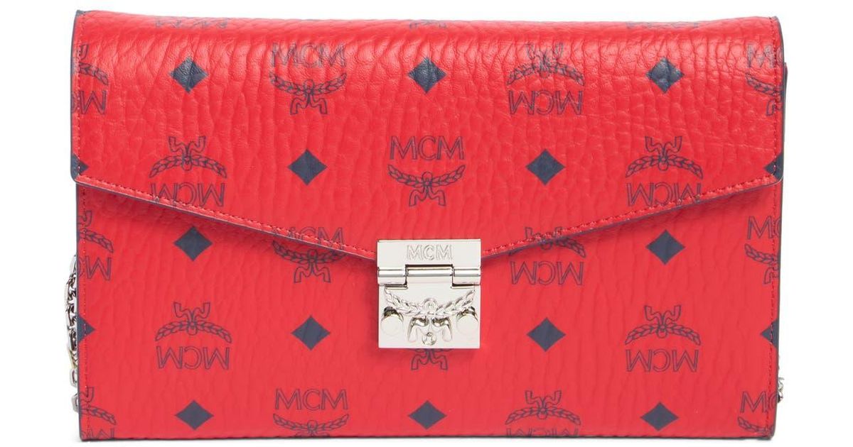 MCM Tracy Visetos Wallet On A Chain in Pink | Lyst