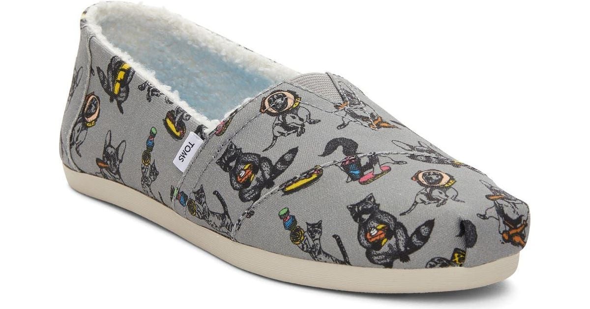 TOMS Alpargata Party Animal Faux Fur Lined Slip-On in Gray | Lyst