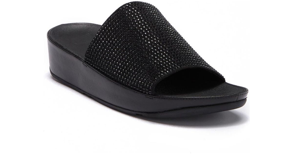 Fitflop Ginny Glitz Pool Slide Sandal in Black | Lyst