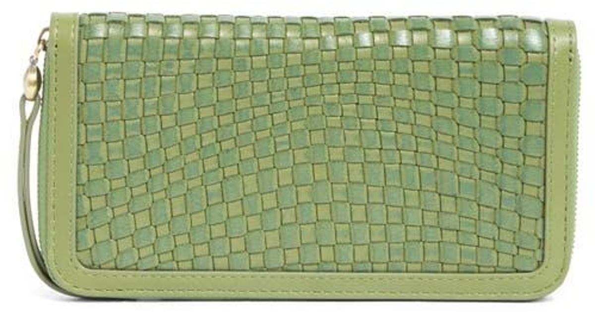 Hobo International Large Nila Woven Leather Zip Around Wallet in Green ...