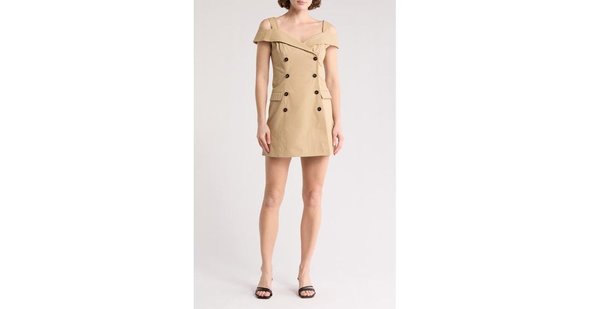 French Connection Cold Shoulder Trench Minidress in Natural | Lyst