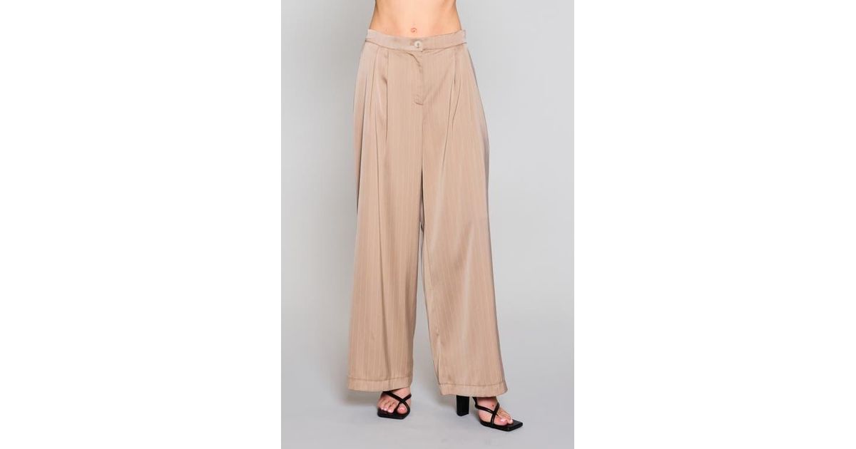 MELLODAY Pinstripe Wide Leg Pants in Natural | Lyst