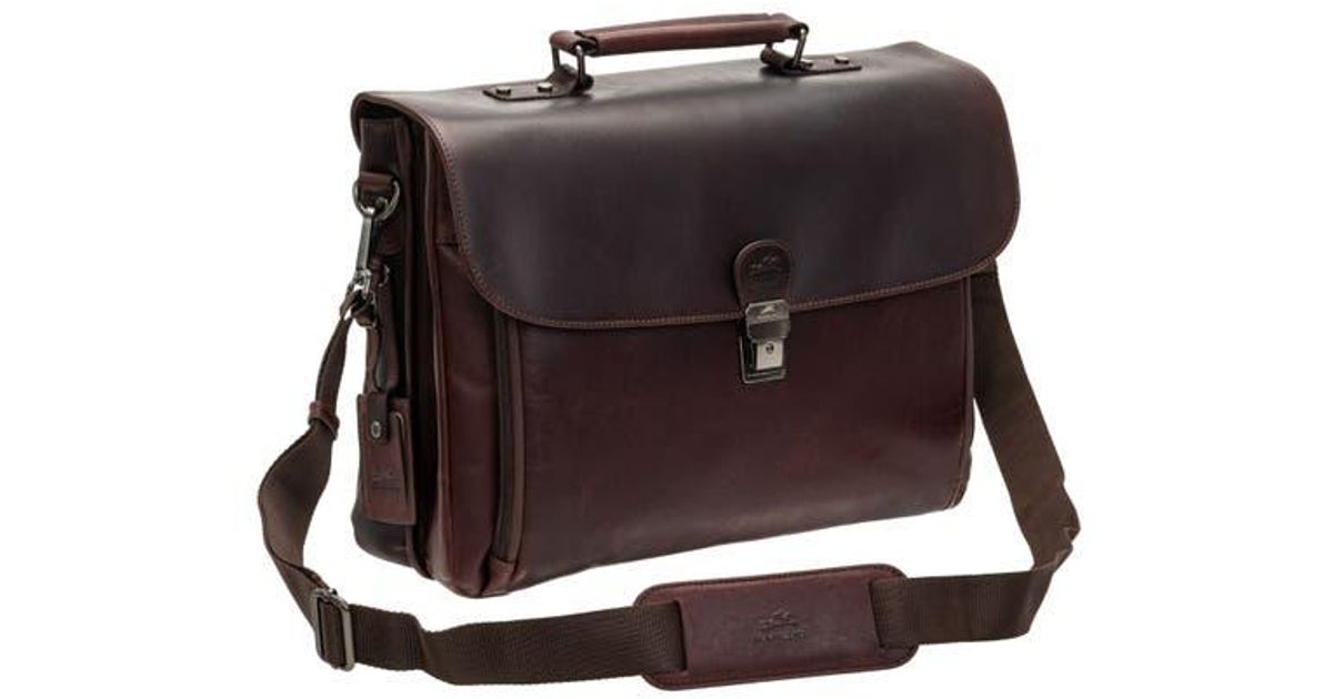 Mancini Double Compartment Flap Leather Briefcase in Brown for Men | Lyst