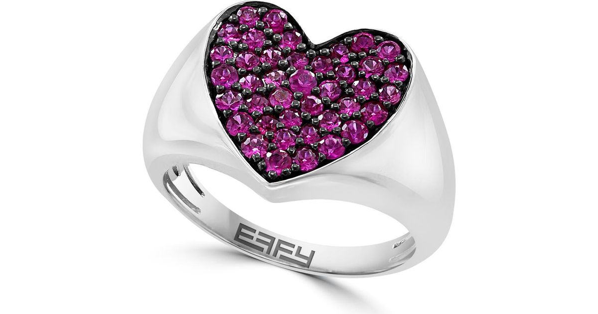 Effy Pavé Ruby Heart Ring in Purple | Lyst