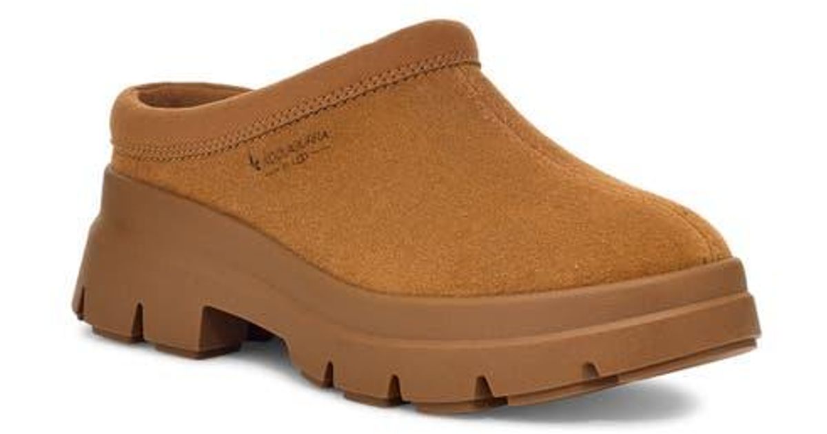UGG Neerie Faux Fur Lined Lug Clog in Brown | Lyst