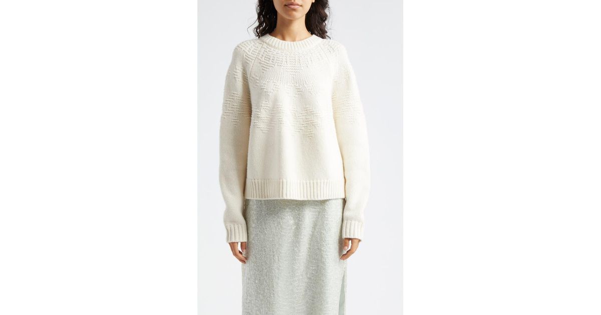 Vince Textured Fair Isle Wool Sweater in White | Lyst