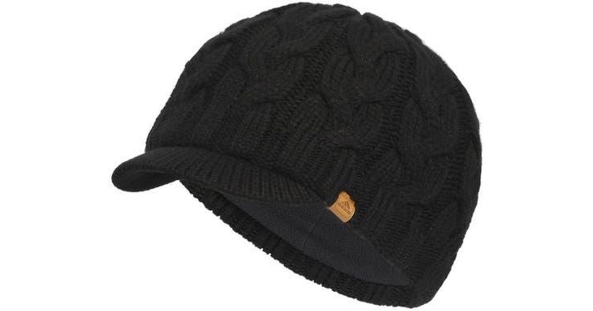 adidas Crystal Brimmer Cable Knit Cap in Black | Lyst